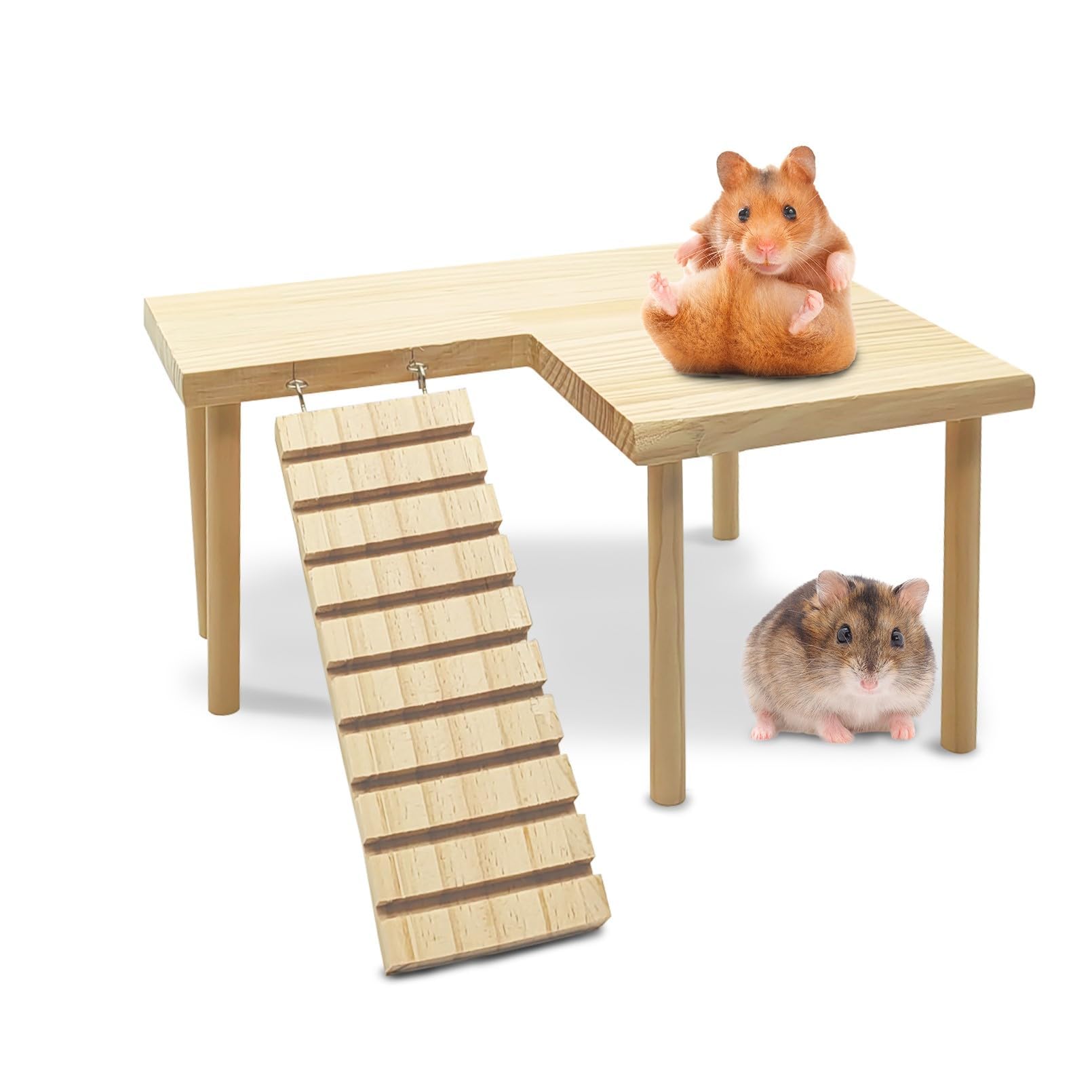 Amazon.com : kathson Hamster Wooden Platform with Ladder Natural Small ...