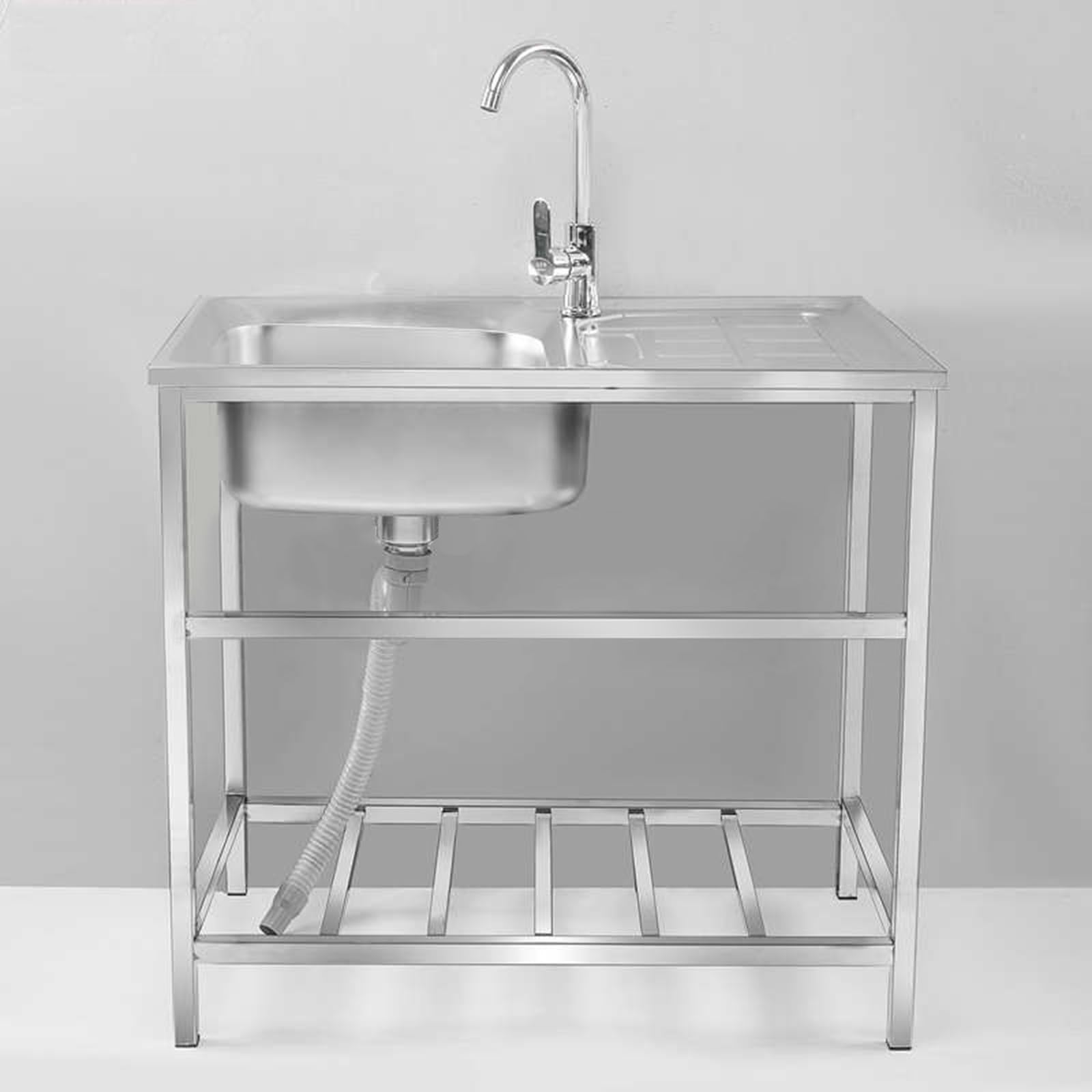 Outdoor Utility Sink for Washing, Freestanding 304 Stainless Steel ...
