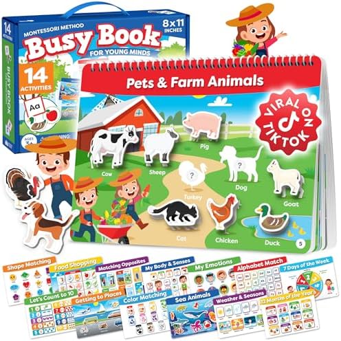 Amazon.com: Montessori Preschool Busy Book for Toddlers Ages 3 and Up ...