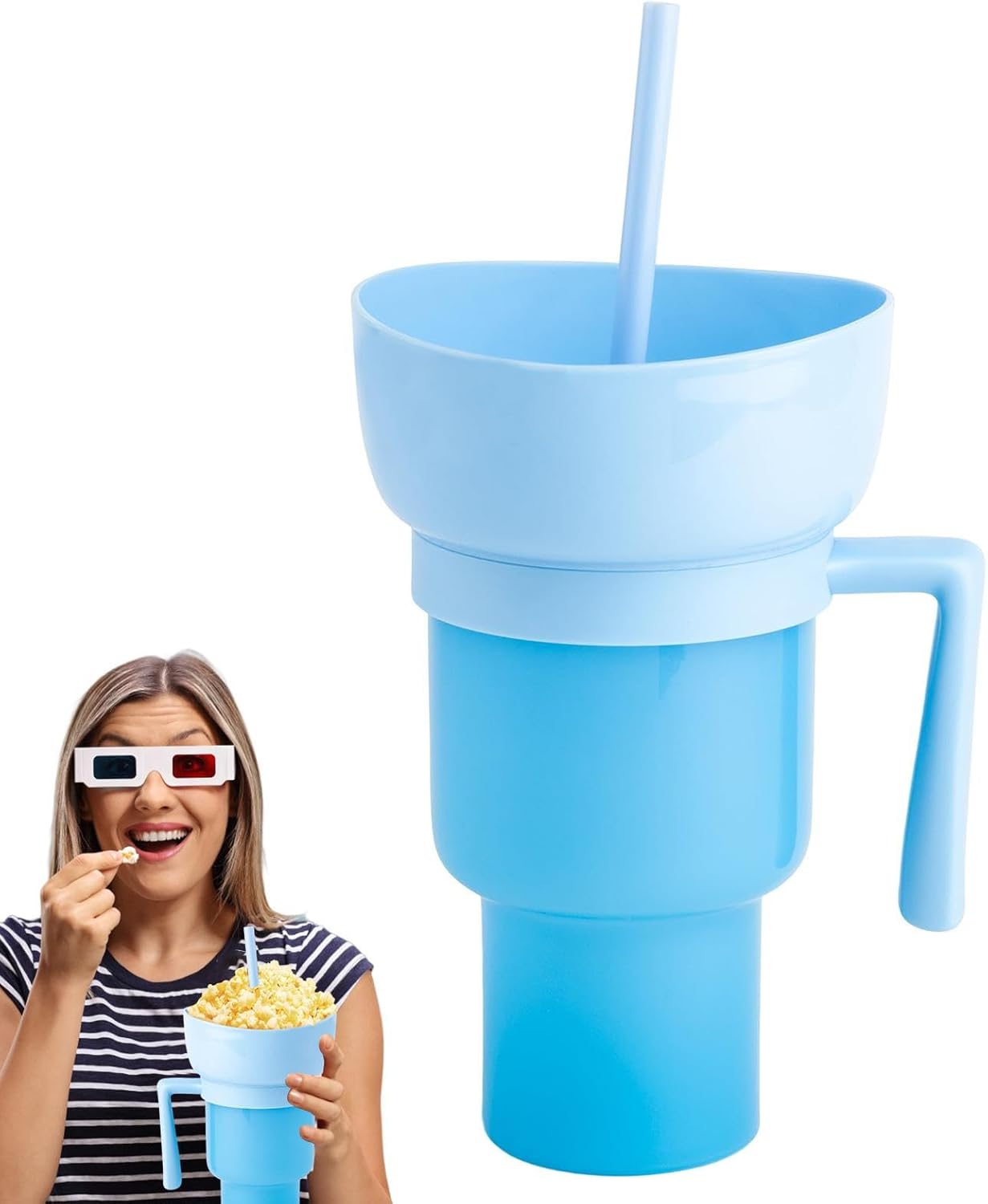 Amazon.com: Snack Cup Bowl with Straw, Snack Drink Cup 2 in 1 Cup Top ...
