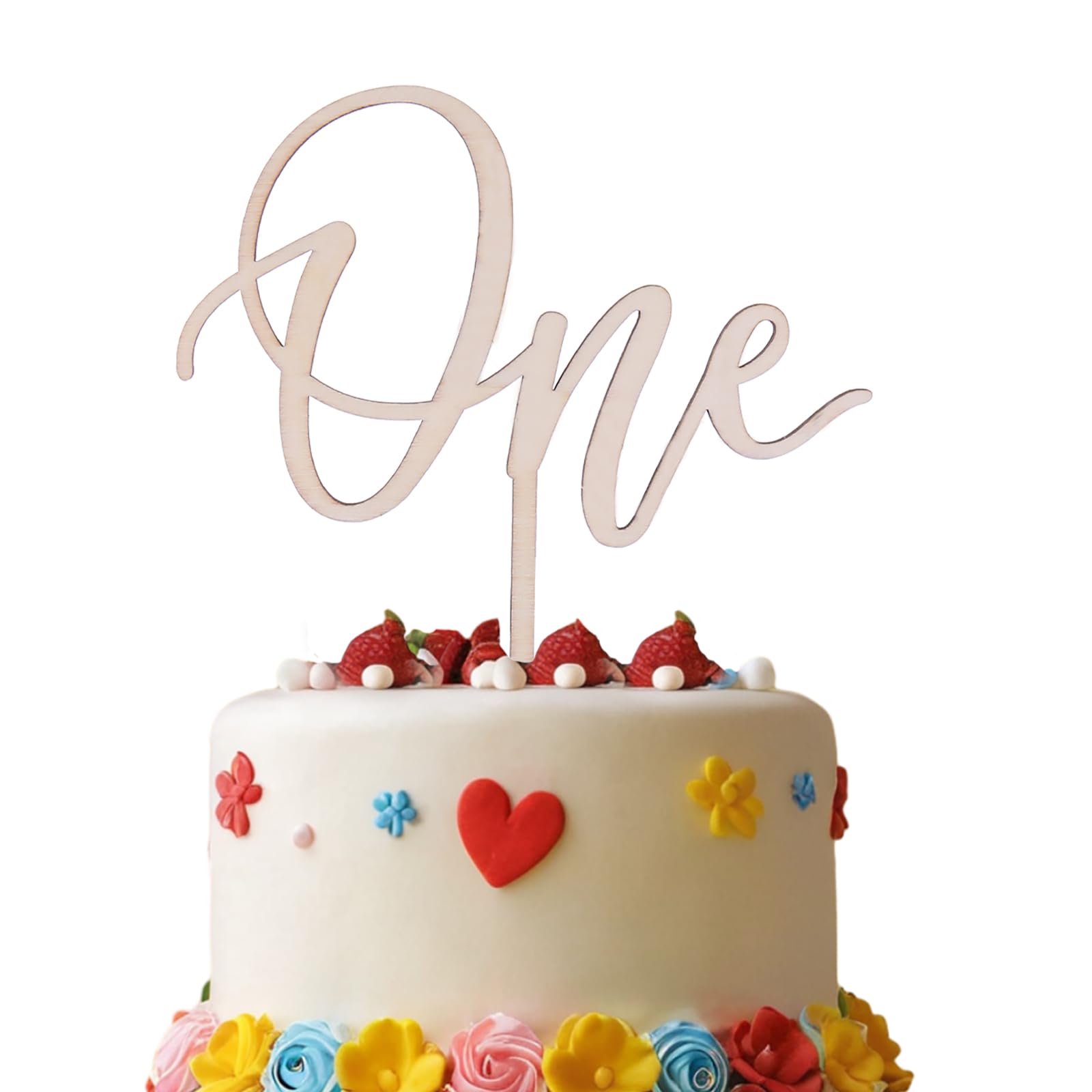 Amazon.com: Wooden One Birthday Cake Topper - 1st Birthday Wooden Cake ...