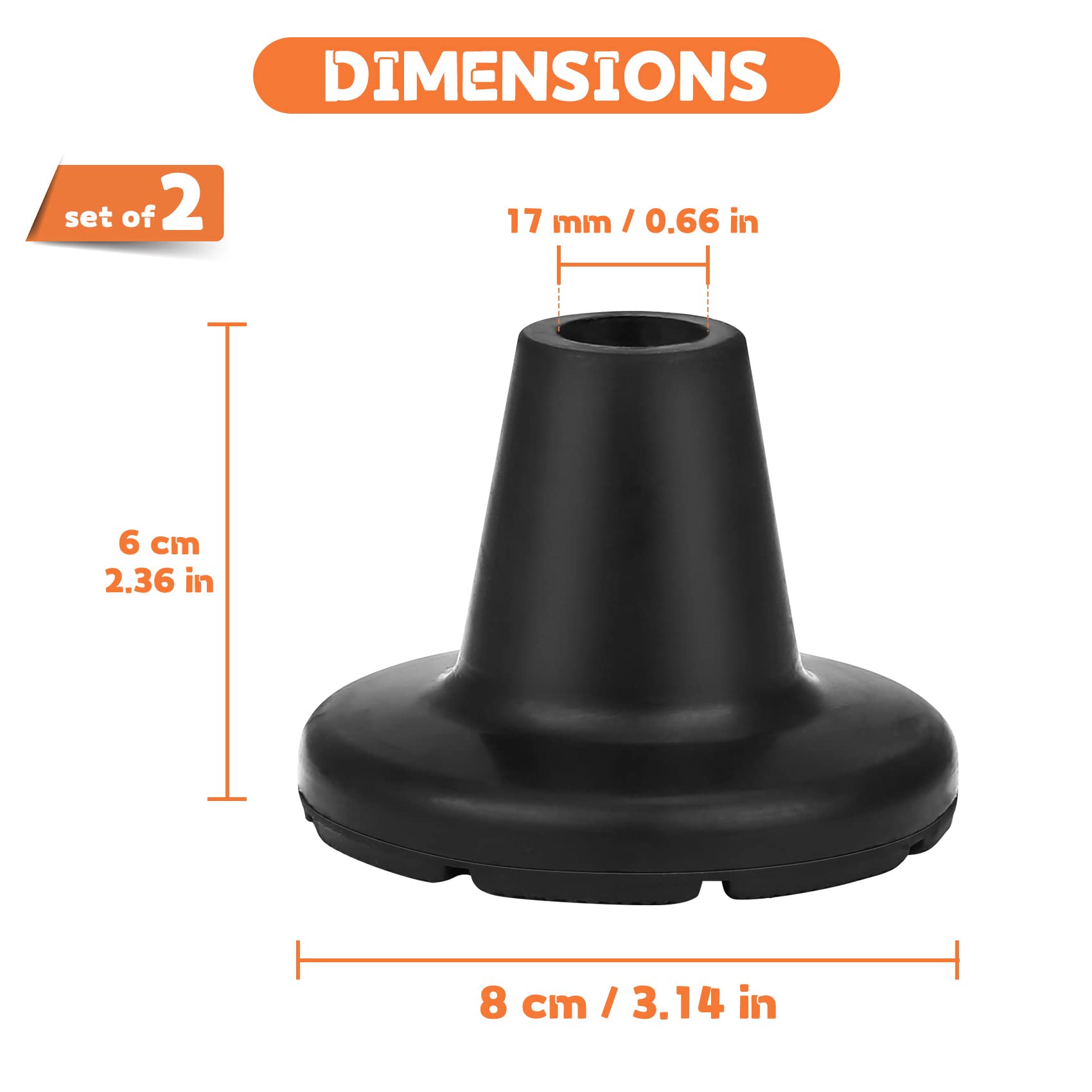 Snapklik.com : 2 Pack Rubber Cane Tips 3/4 Inch Heavy Duty Walking Cane ...