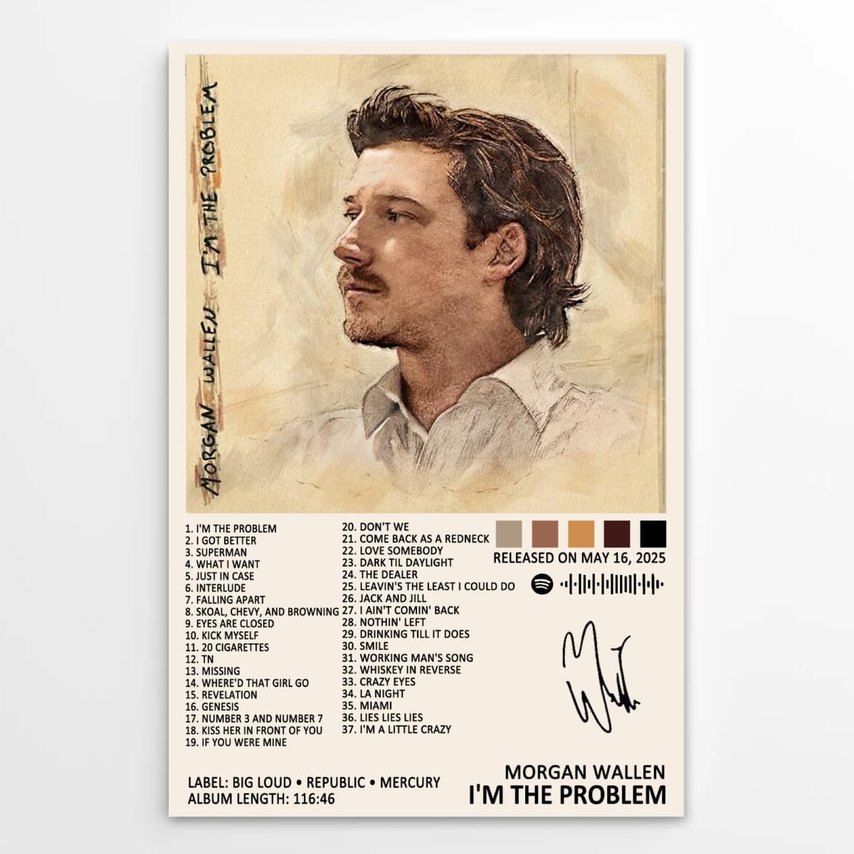 Pop Singer Morgan Poster Wallen I M The Problem 2025 New Music Album