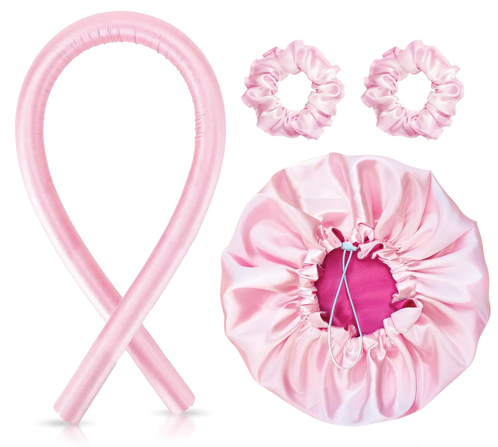 Modelador Curling Rod + Touca Cetim Dupla Face + 2 Xuxinhas (Rosa ...