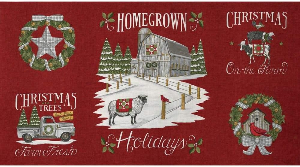 Amazon.com: Moda Fabrics Homegrown Holidays Deb Strain Christmas Panel ...