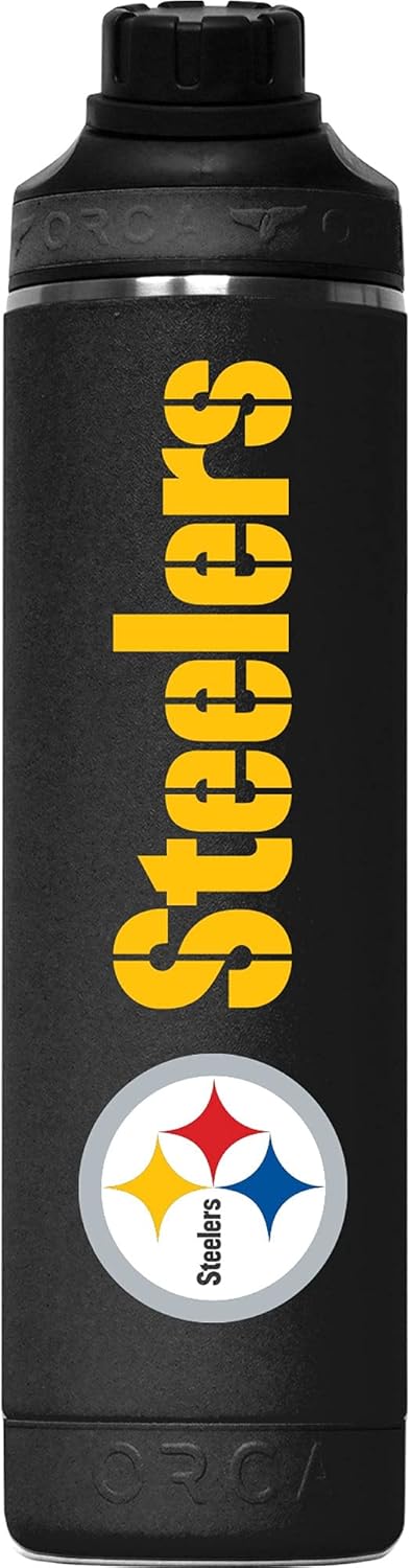 Amazon.com : ORCA Pittsburgh Steelers 22oz. Blackout Hydra Water Bottle ...