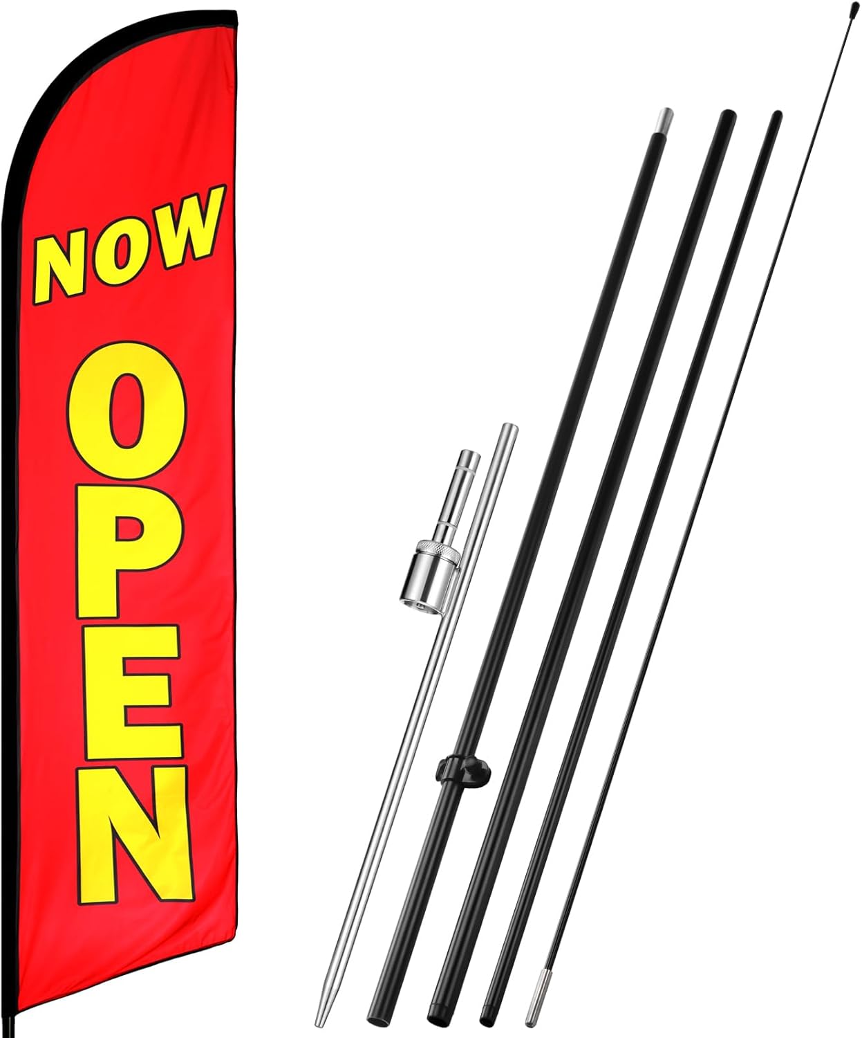 Amazon.com : VitalCozy 1 Pcs Large Open Feather Flag 15 x 2.3 ft Now ...