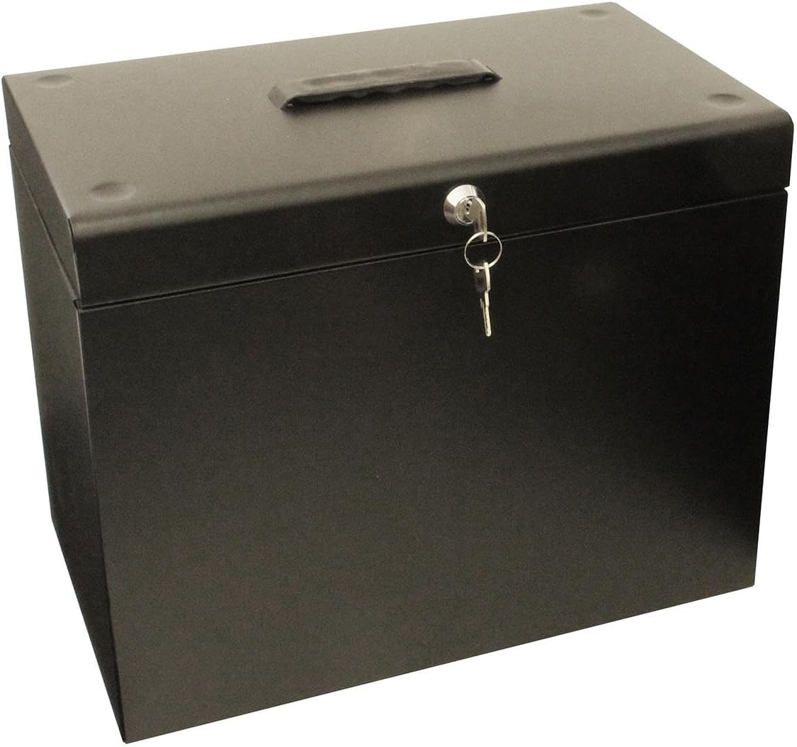 mysmartbuy.com Metal Lockable File Box with 5 Suspension Files & Fold ...