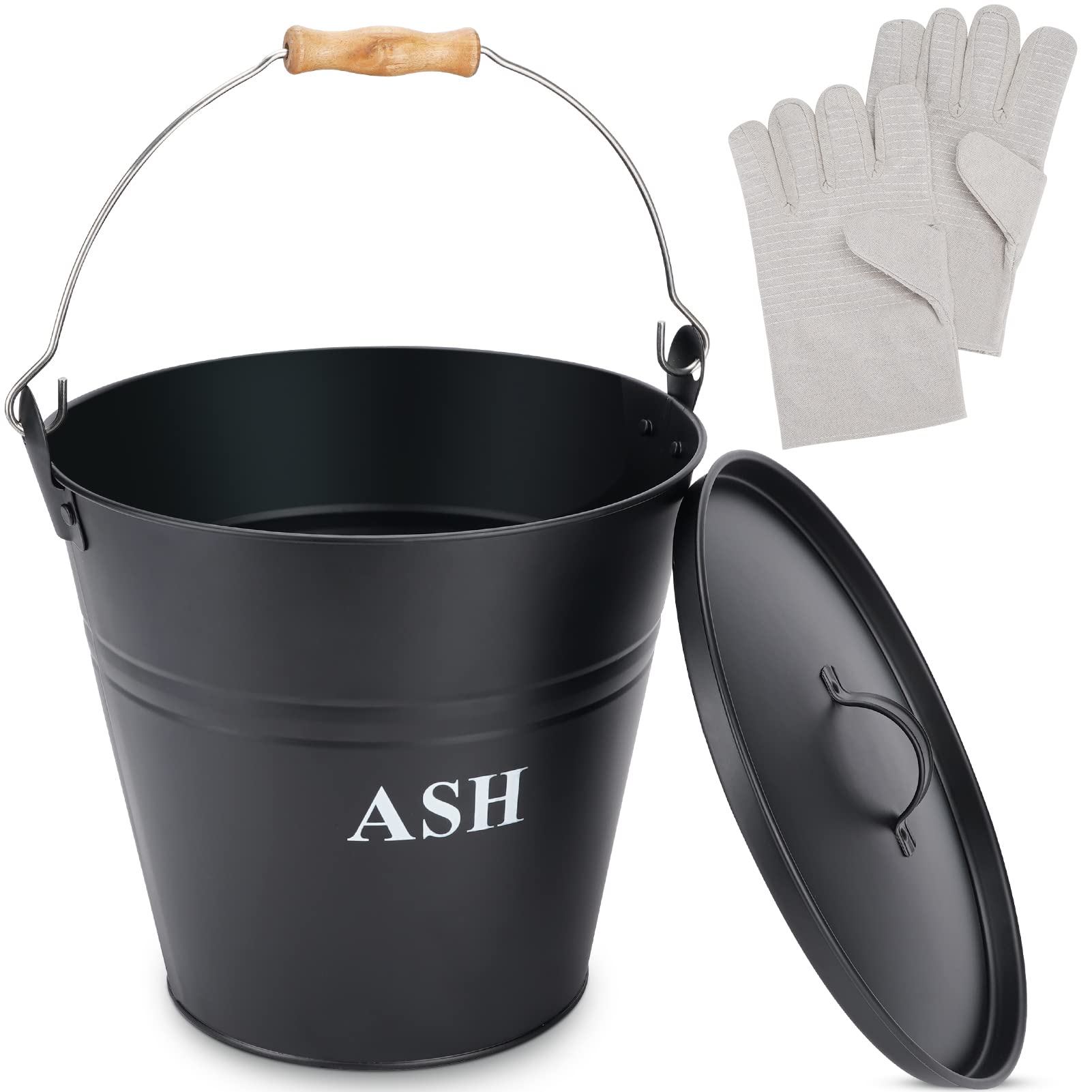 Buy Ash Bucket with Lid and Handle, Galvanized Iron Ash Pail for ...
