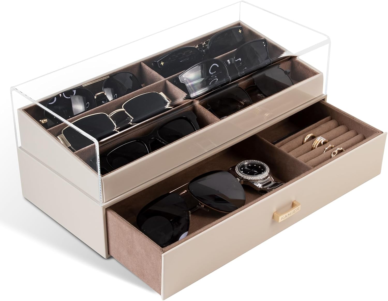 Amazon.com: KAMIER Sunglass Organizer Leather Eyeglasses Collector ...