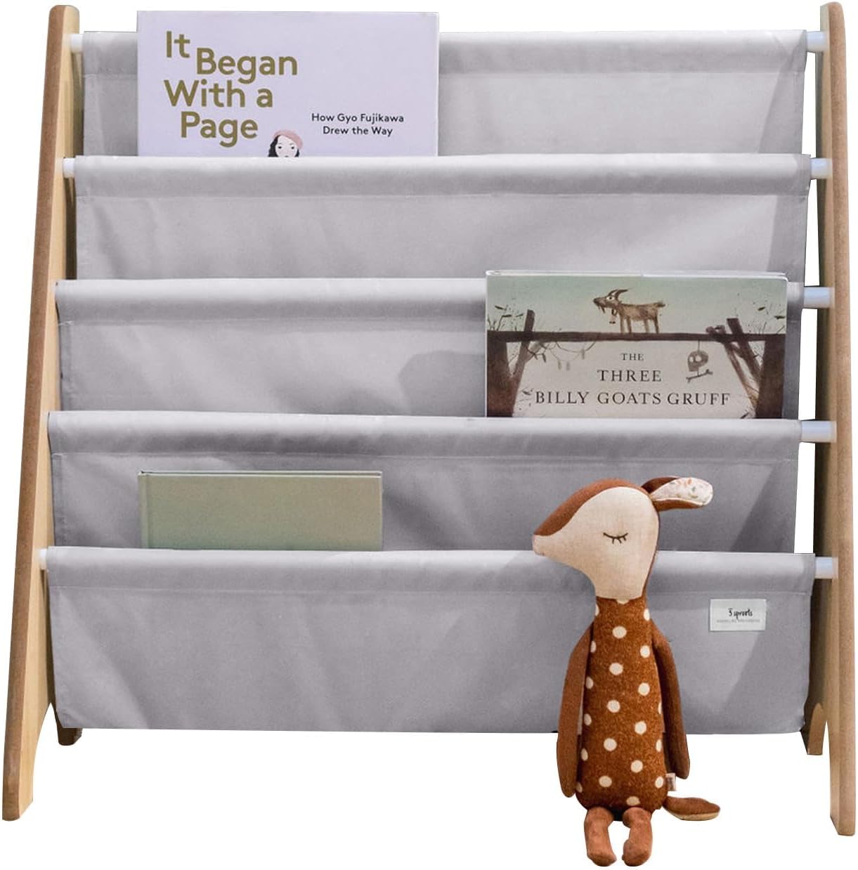 Amazon.com: 3 Sprouts Recycled Fabric Kids Bookshelf – 4-Tier Sling ...
