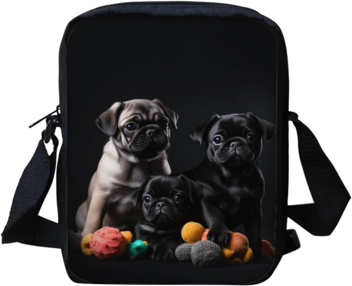 Amazon.com: SANNOVO 3D Pug Messenger Bag for Women Kids, Durable ...