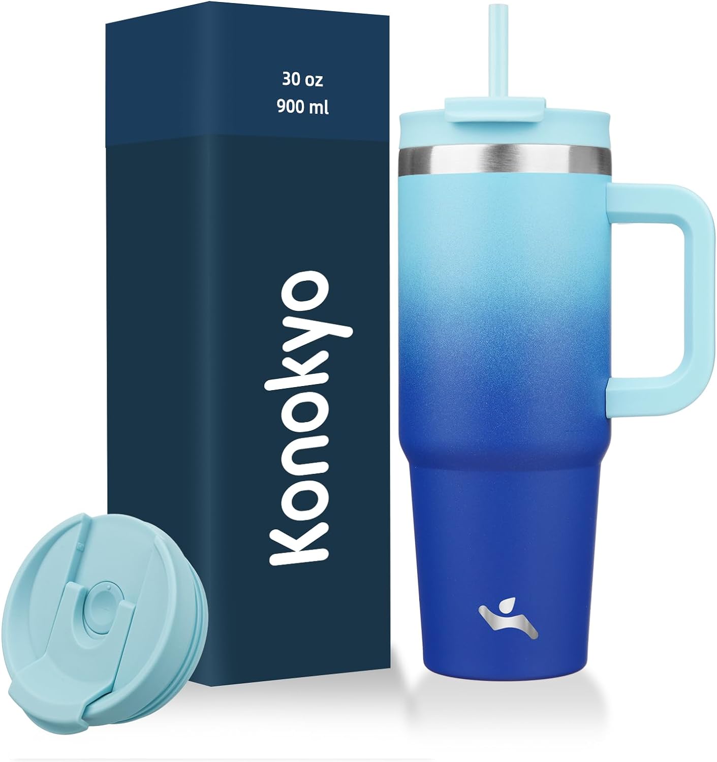 Amazon.com: Konokyo 30 oz Tumbler with Handle and 2 Straws,2 in 1 Lid ...