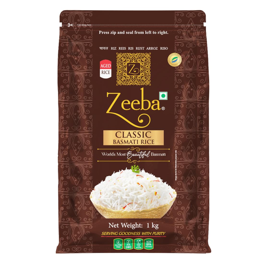 Zeeba Classic Aged Basmati Rice(Extra Long Rice) 1 Kg : Amazon.in ...