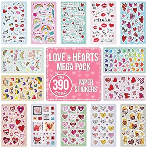 Love Heart Stickers for Girls Kids – Over 390 Self Adhesive Paper ...