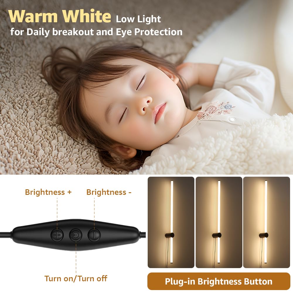 Snapklik.com : 2 Packs Black Modern LED Plug In Wall Sconces,39.4in ...