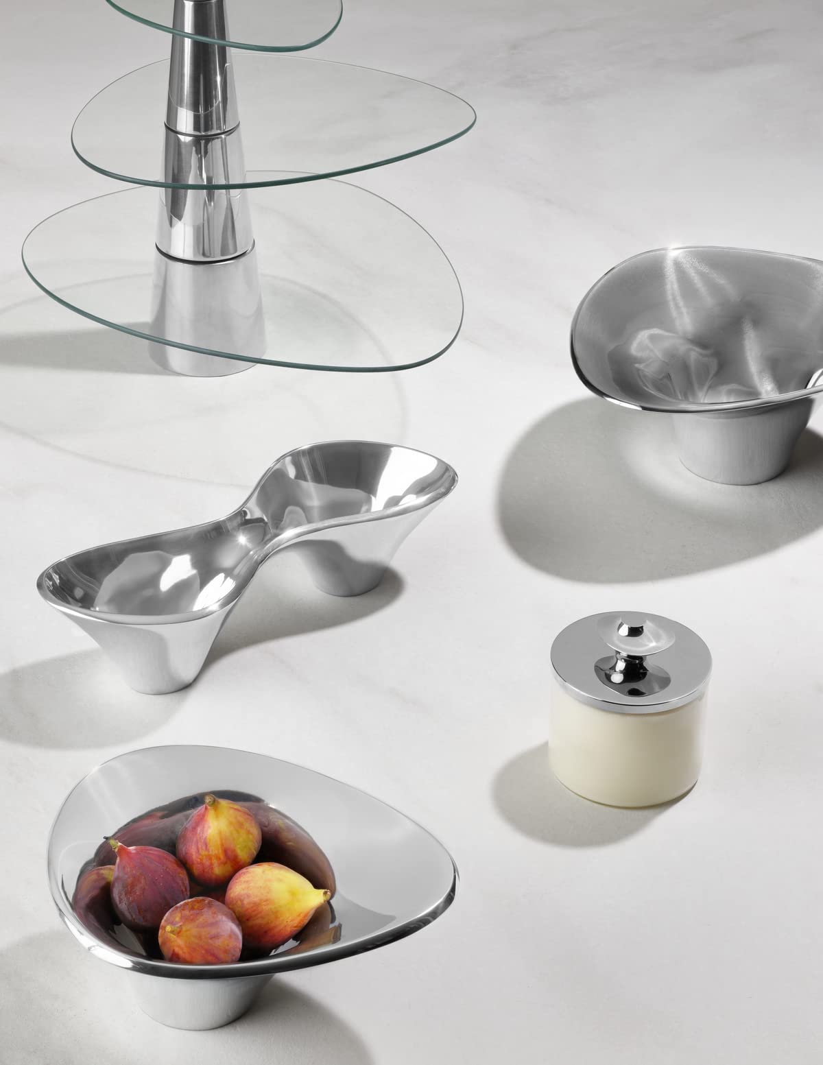 nambe Cortina 3-Tiered Server | Glass Cupcake Stand | Tiered Dessert ...