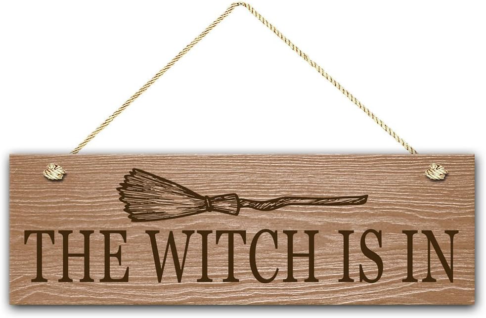 Amazon.com: The Witch Is In Sign, 5.5"x17" Wood Sign, Rustic Halloween ...
