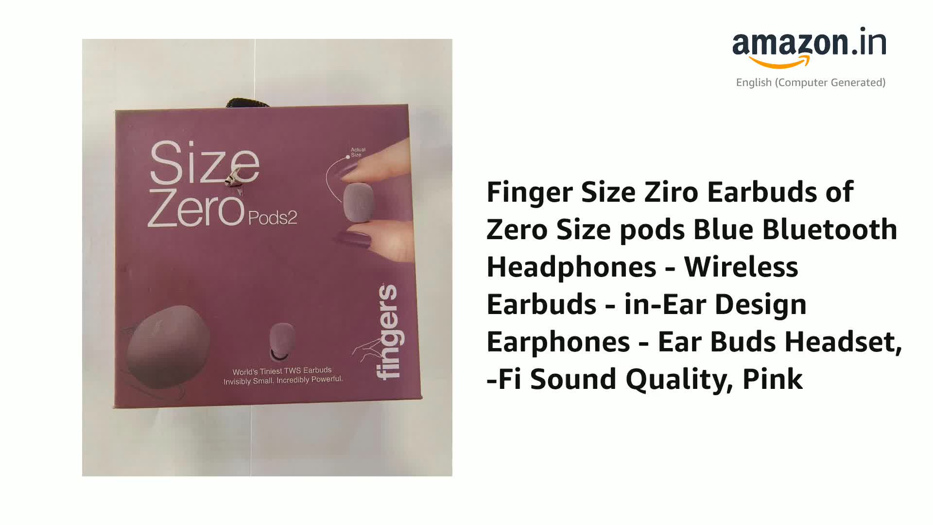 Watch Finger Size Ziro Earbuds of Zero Size pods Blue Bluetooth ...