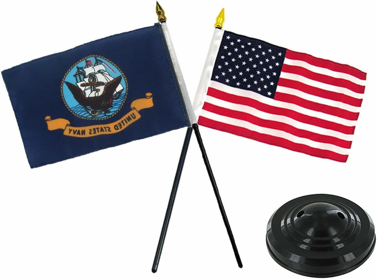 Amazon.com : Navy Ship w/USA America American Flag 4"x6" Desk Set Black ...