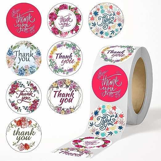 Viraaji® 500 Thank You Stickers for Small Business - 8 Round Different ...