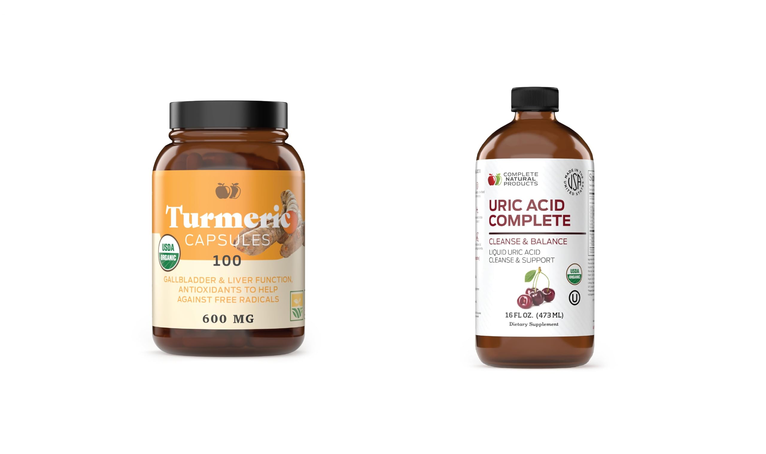 Amazon.com: Complete Natural Products Turmeric 100 Capsules & Uric Acid ...