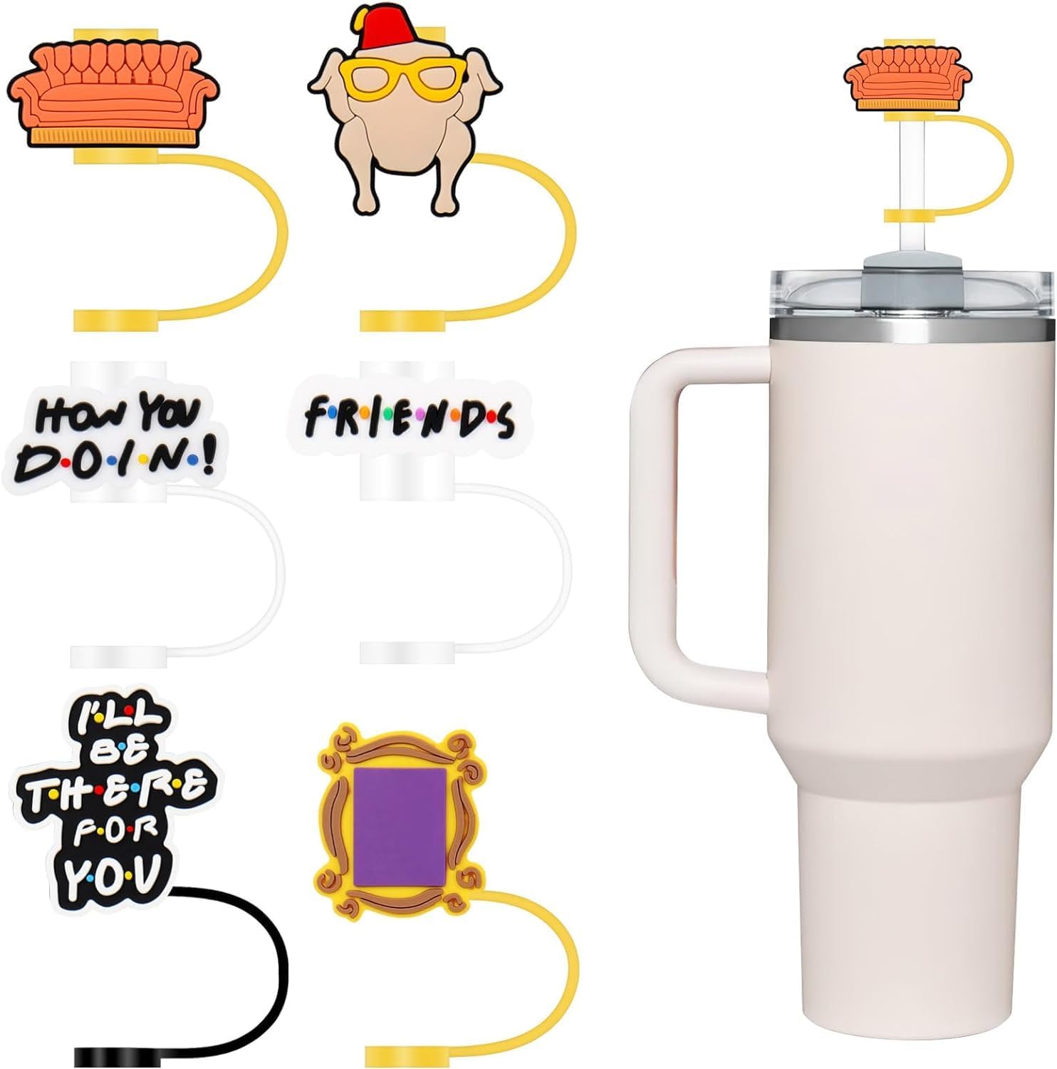 Amazon.com: 6Pcs FRIENDS Straw Cover,Silicone Straw Covers Cap for ...