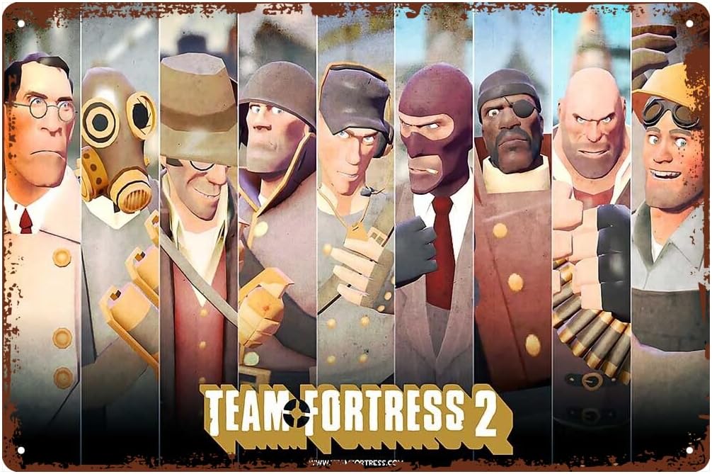 Amazon.com: JIOBEATS Team Game Fortress 2 Video Game TF2 Metal Tin Sign ...