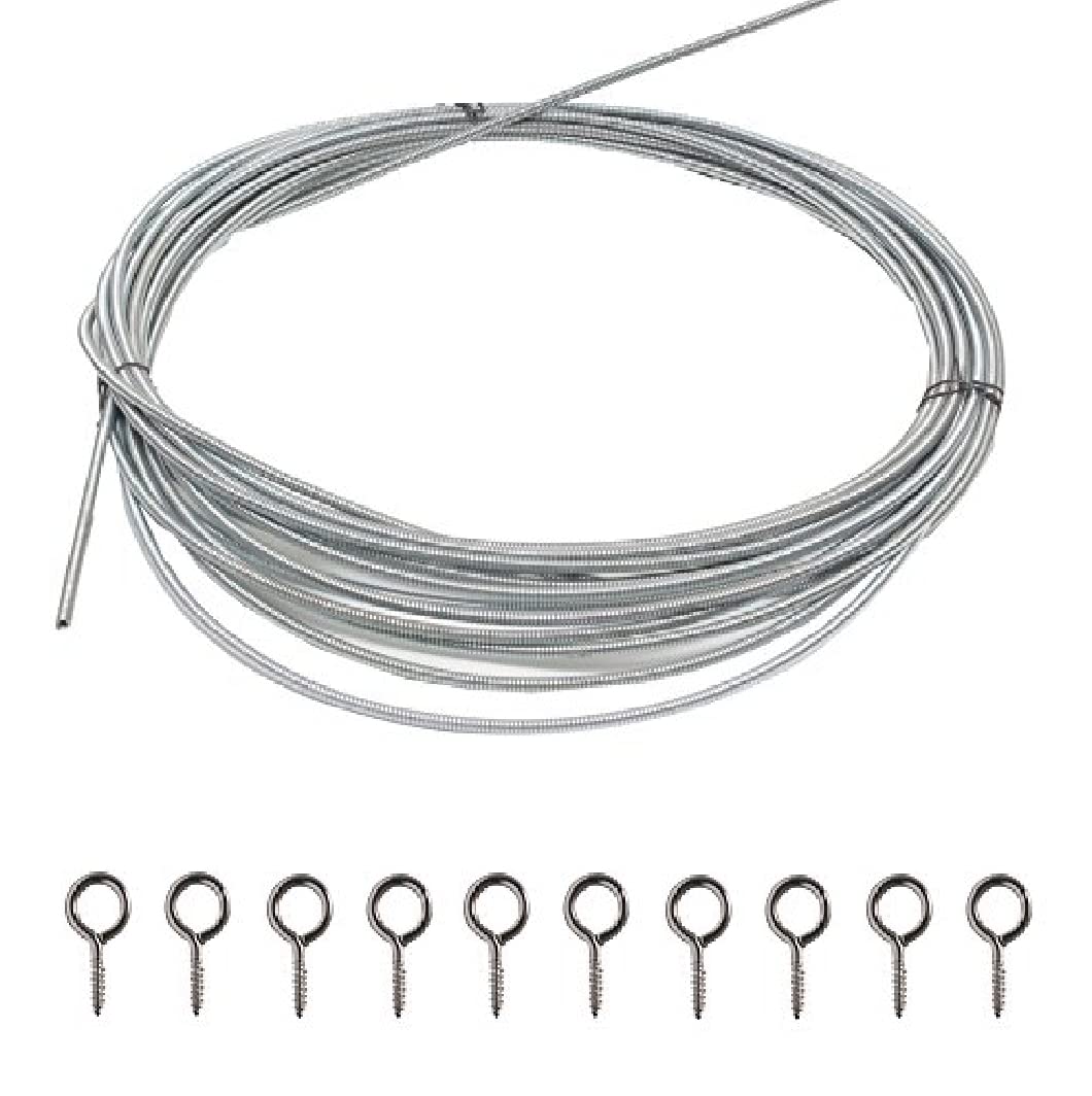 UNIQUELLA Pack of 10 Meter Silver Curtain Wire, Spring Wire Window ...