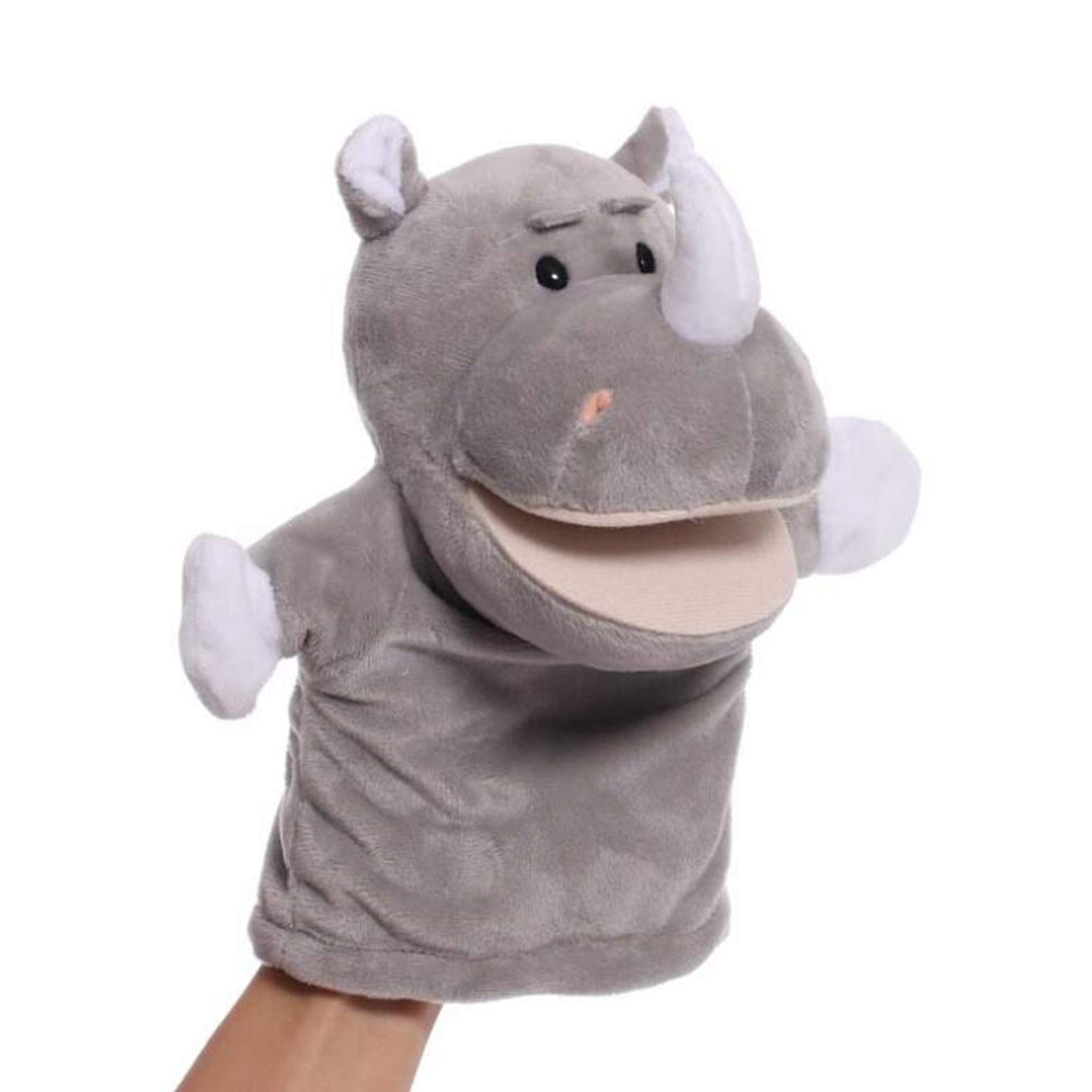 Amazon.com: Plush Animal Rhinoceros Open Mouth Rhino Hand Puppets Toys ...