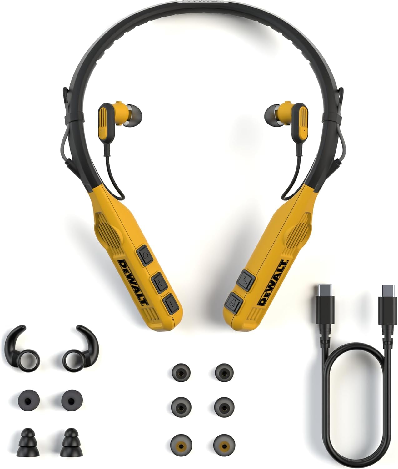 Amazon.com: DEWALT 2-in-1 Neckband Bluetooth Headphones w/Built-in ...