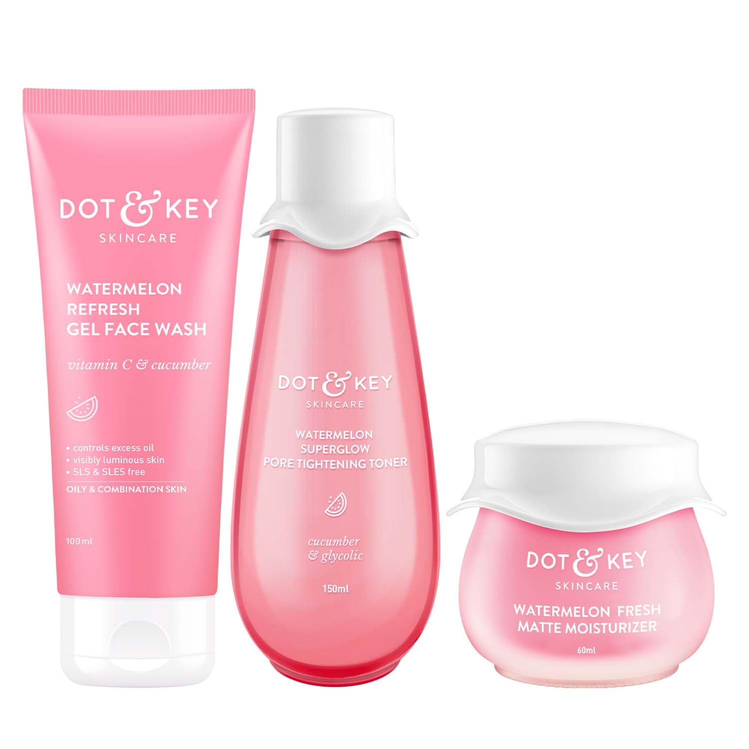 Dot & Key Watermelon CTM Kit | Cleanser 100ml, Toner 150ml, Moisturizer ...