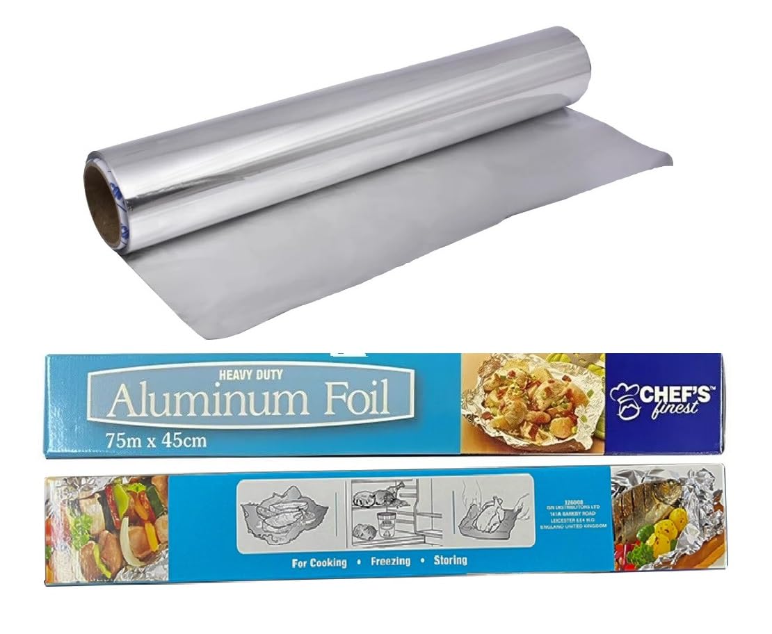 Tezraftaar® Aluminium Kitchen Catering Tin Foil Roll 450mm x 75m 18 ...