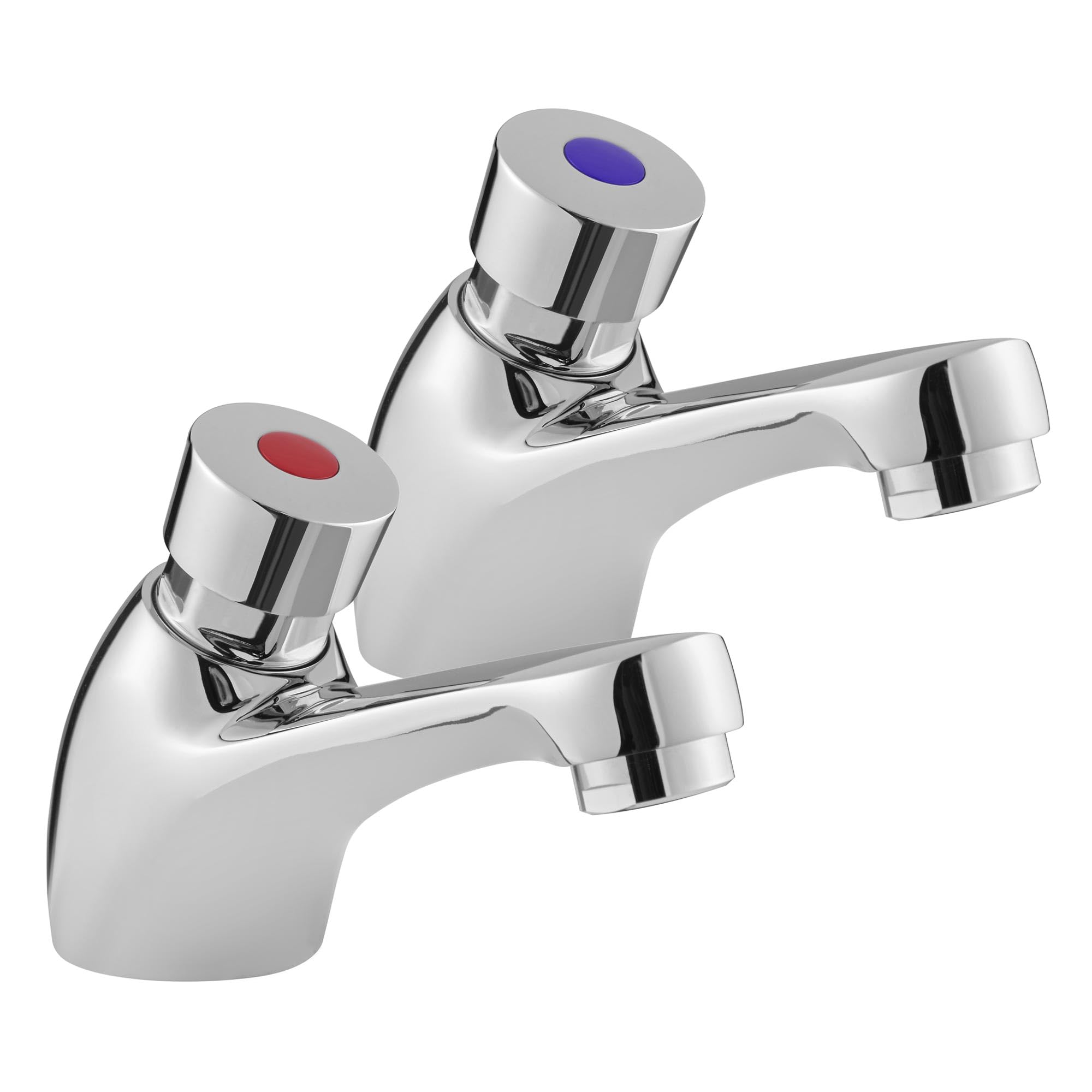Deva NCT001 Chrome Non Concussive Push Button Basin Taps Hot & Cold ...