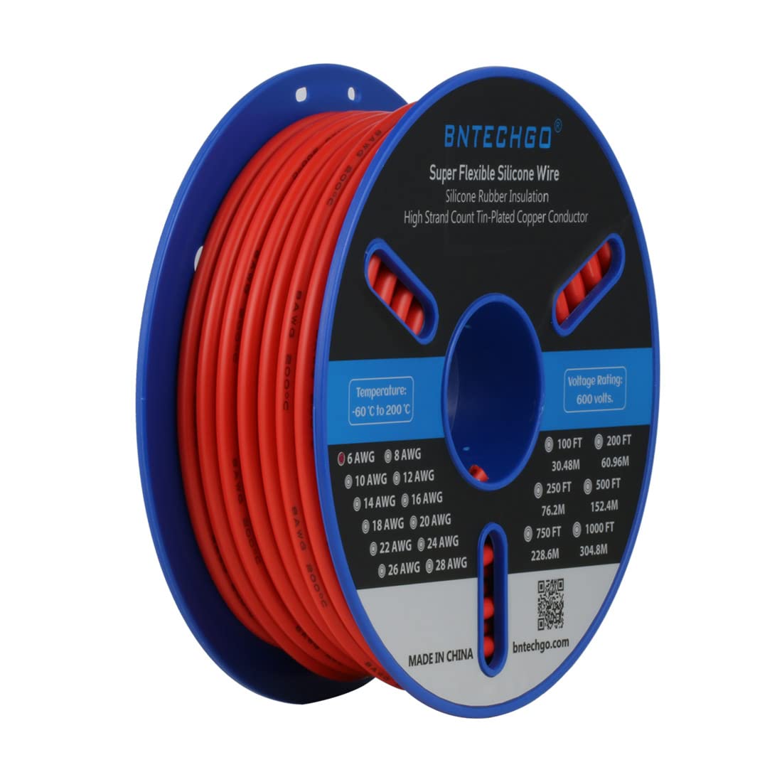 Snapklik.com : 6 Gauge Silicone Wire Spool 50 Ft Red Flexible 6 AWG Stranded Tinned Copper Wire