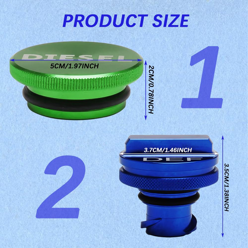 Snapklik.com : 2PCS Diesel Fuel Cap, Fuel Filler Neck Cover, Aluminum ...