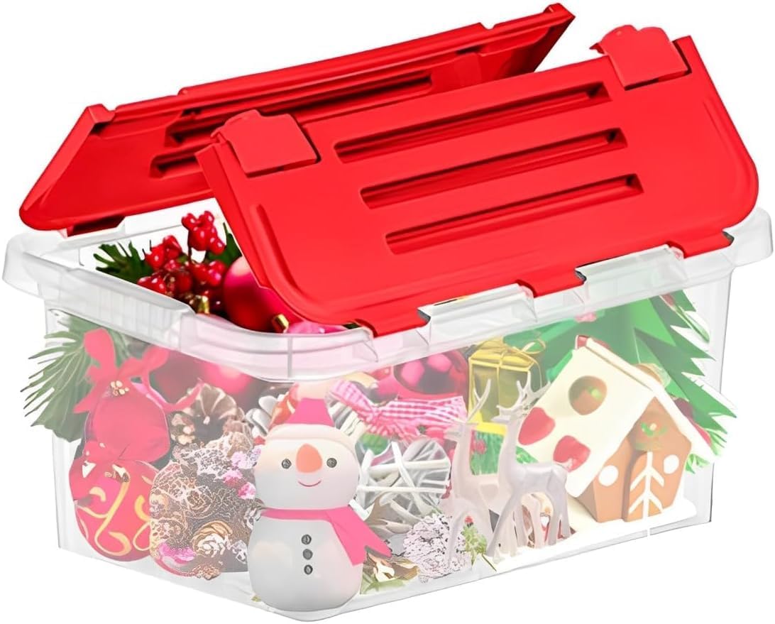 Amazon.com - Superio Christmas Storage Box with Red Hinged Lids, 4 Pack ...