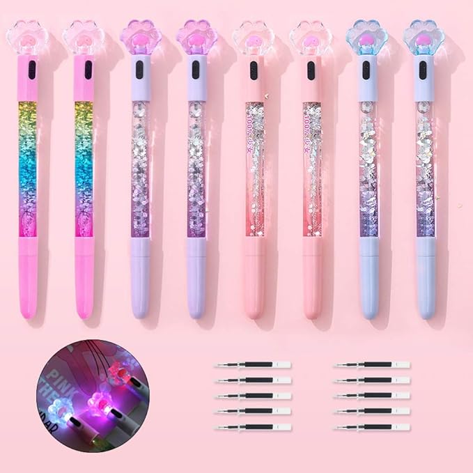 SITAKE 8 Pcs Cute Pens Kawaii Pens Fun Pens, 0.5mm Cat Paw Shiny ...