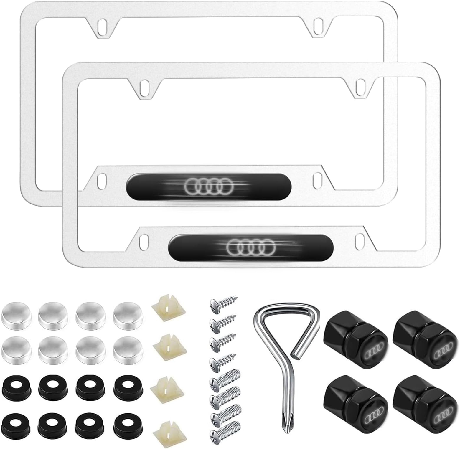 Amazon.com: Genuine Audi ZAW071801C Slimline License Plate Frame with ...