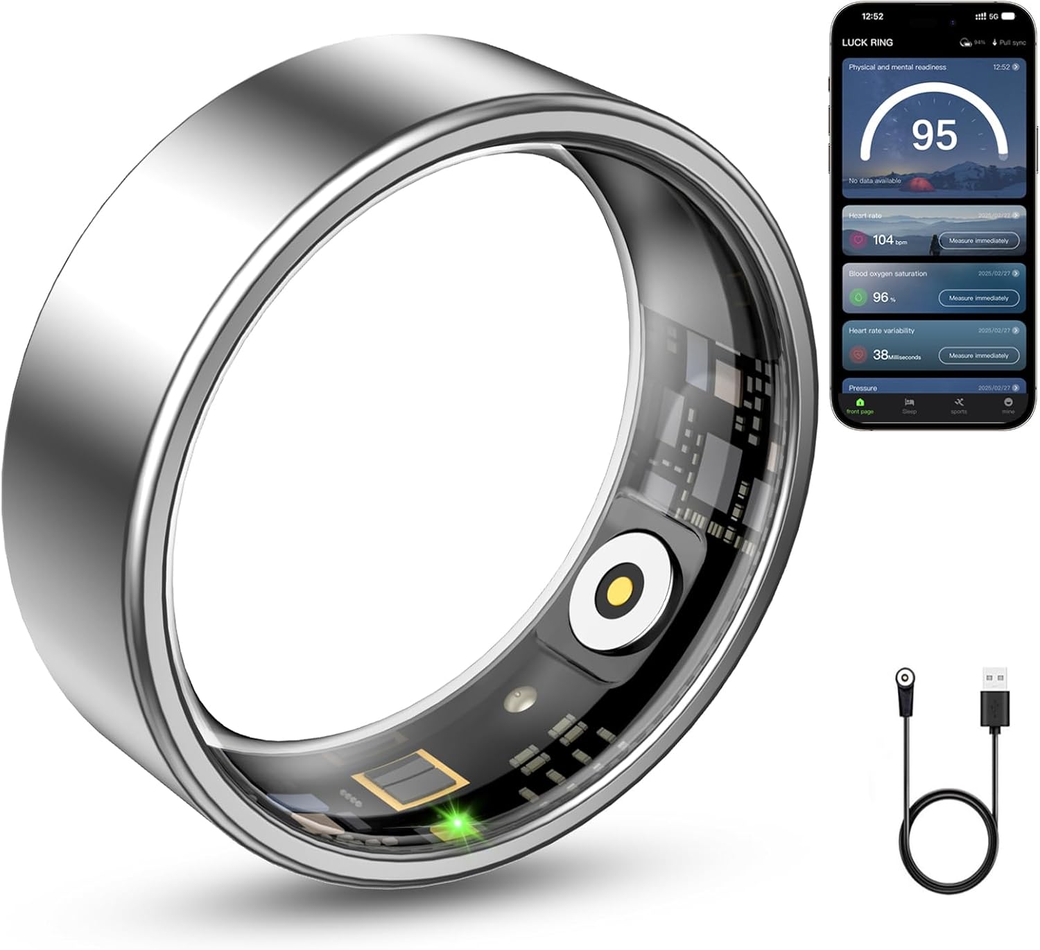 Amazon.com: Smart Ring Health Tracker, Smart Ring for Women & Men ...