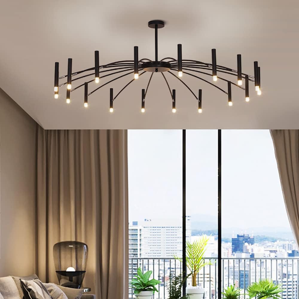 Aeyee Modern Sputnik Chandelier, Black Ceiling Pendant Light Fixture ...