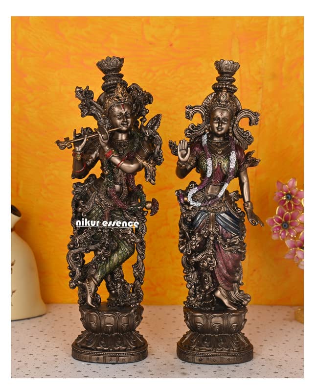 Buy nikur essence Radha Krishna Statue, 37 cm Bonded Bronze Radha ...