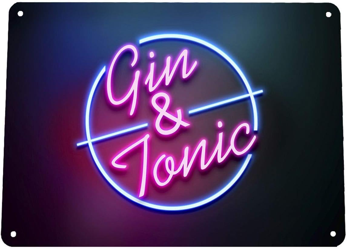 Gin & Tonic bar Sign - Neon effect Metal Sign wall art A4 Bar sign ...