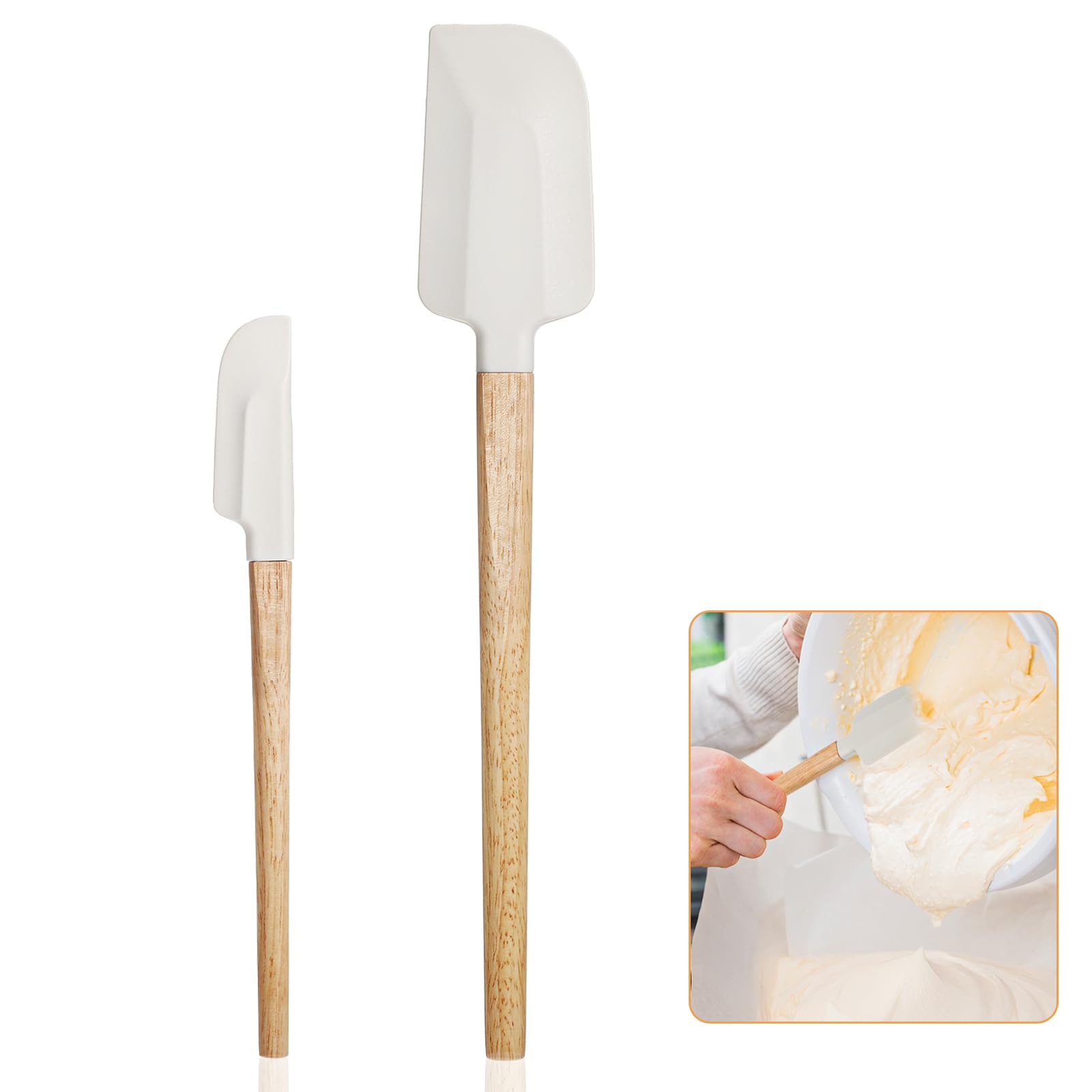 Amazon.com: JJUNW 2 Pcs Wooden Handle Spatula Set, 12" and 9" Long ...