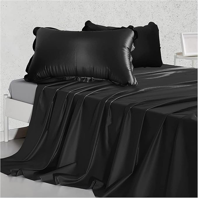 Draps de lit imperméables en vinyle noir, drap de massage imperméable ...