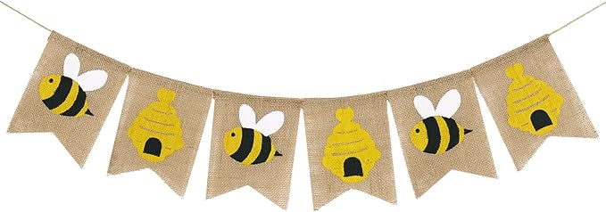 Amazon.com: AnyDesign Bumble Bee Banner with String Happy World Bee Day ...
