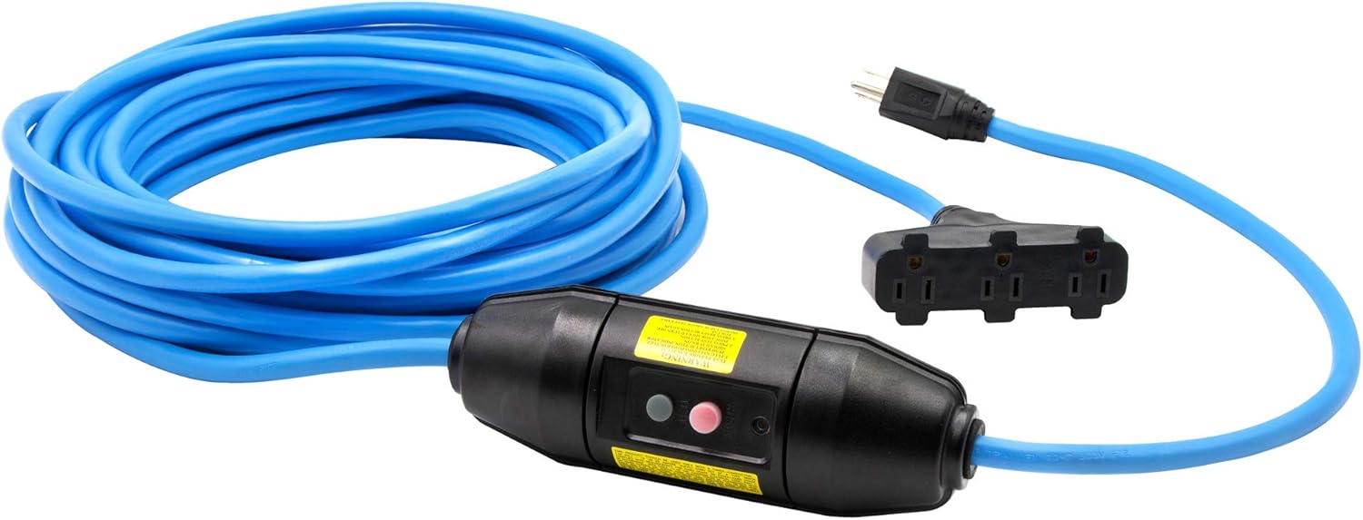 100-Foot 12/3 GFCI Ground Fault Circuit Interrupter Triple Tap ...