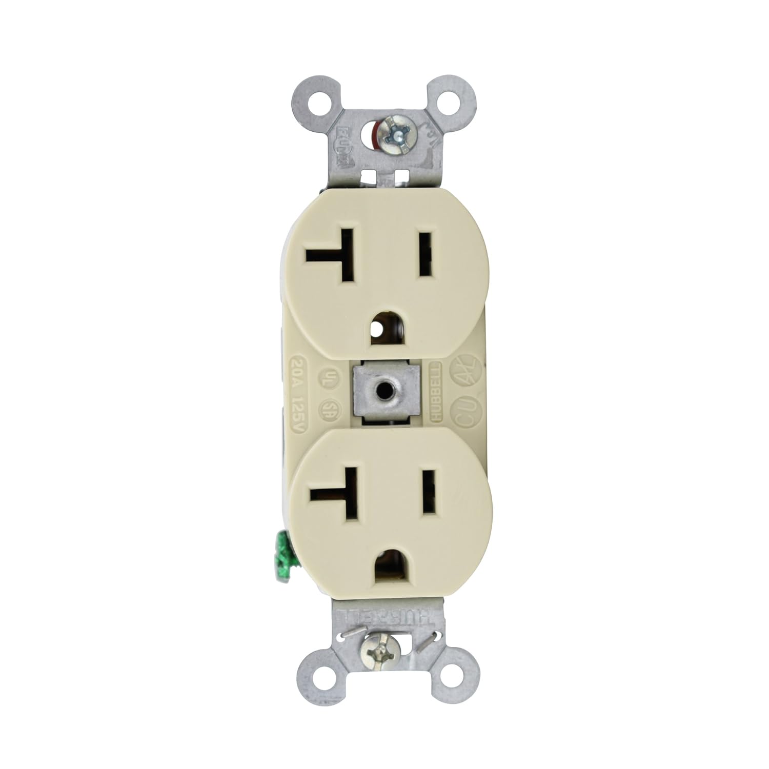Hubbell Pro 5352-AI Heavy Duty Receptacle 20A, 125V, 2P, 3W, Ivory, (15 ...