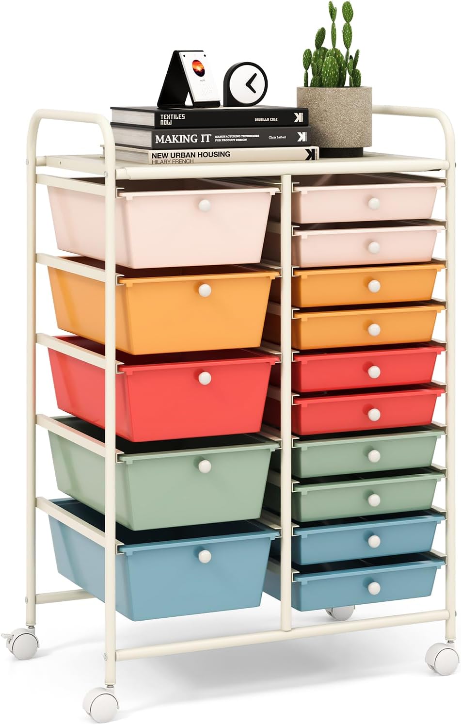 Amazon.com: Giantex 15 Drawers Rolling Cart, Classroom Organizers ...