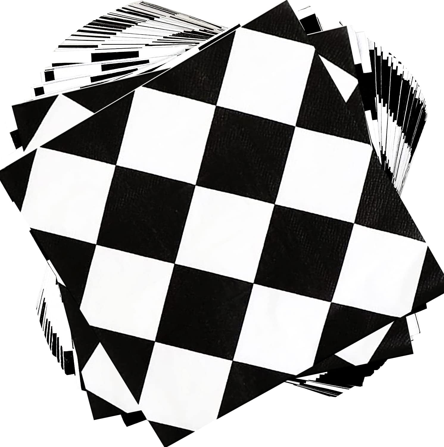 Amazon.com: 40Pcs Black and White Checkered Napkins Race Car Birthday ...